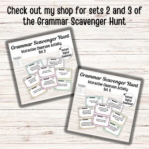 Grammar Scavenger Hunt Set 1 - Fun Classroom Activity - Etsy