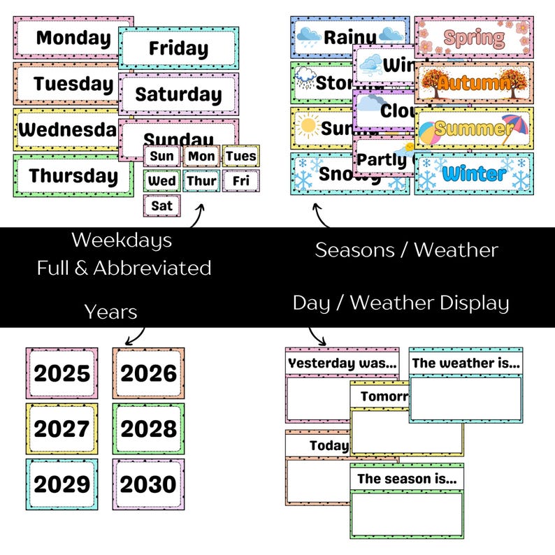 Pastel Polka Dot Classroom Flip Calendar | Pocket Inserts (digital ...