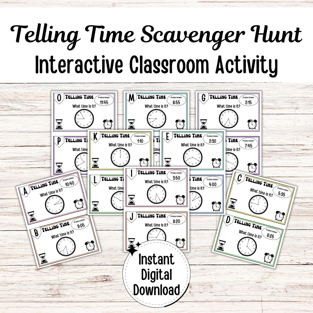 Telling Time Scavenger Hunt - Fun Classroom Activity - Etsy