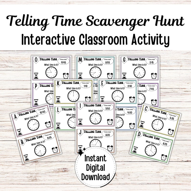 Telling Time Scavenger Hunt - Fun Classroom Activity - Etsy