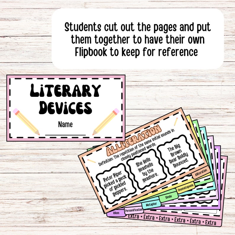 Literary Devices Flipbook Classroom Activity - Etsy