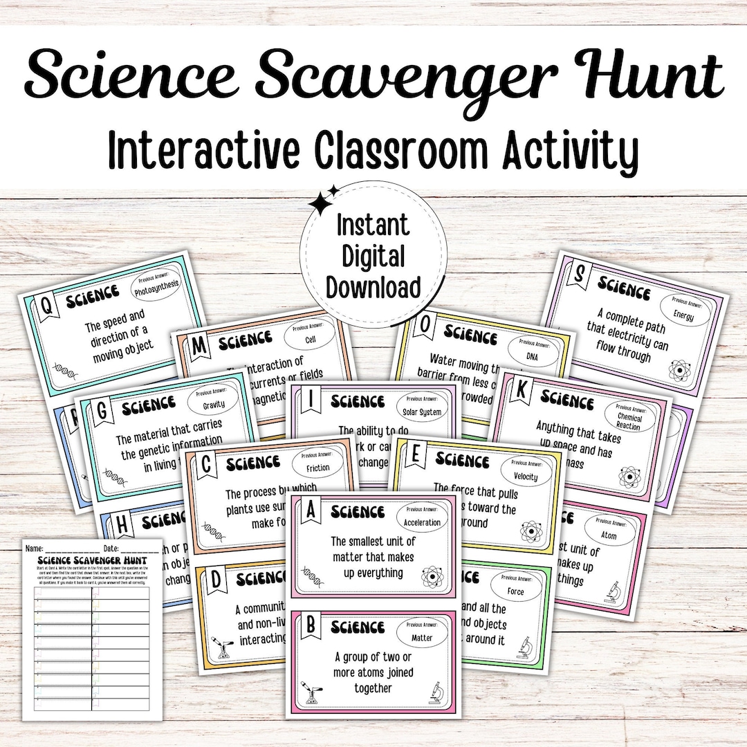 Science Scavenger Hunt - Fun Interactive Classroom Activity - Etsy