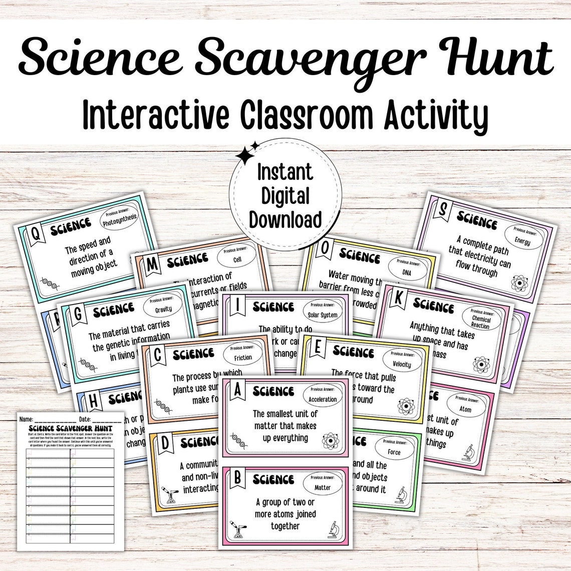 Science Scavenger Hunt - Fun Interactive Classroom Activity - Etsy