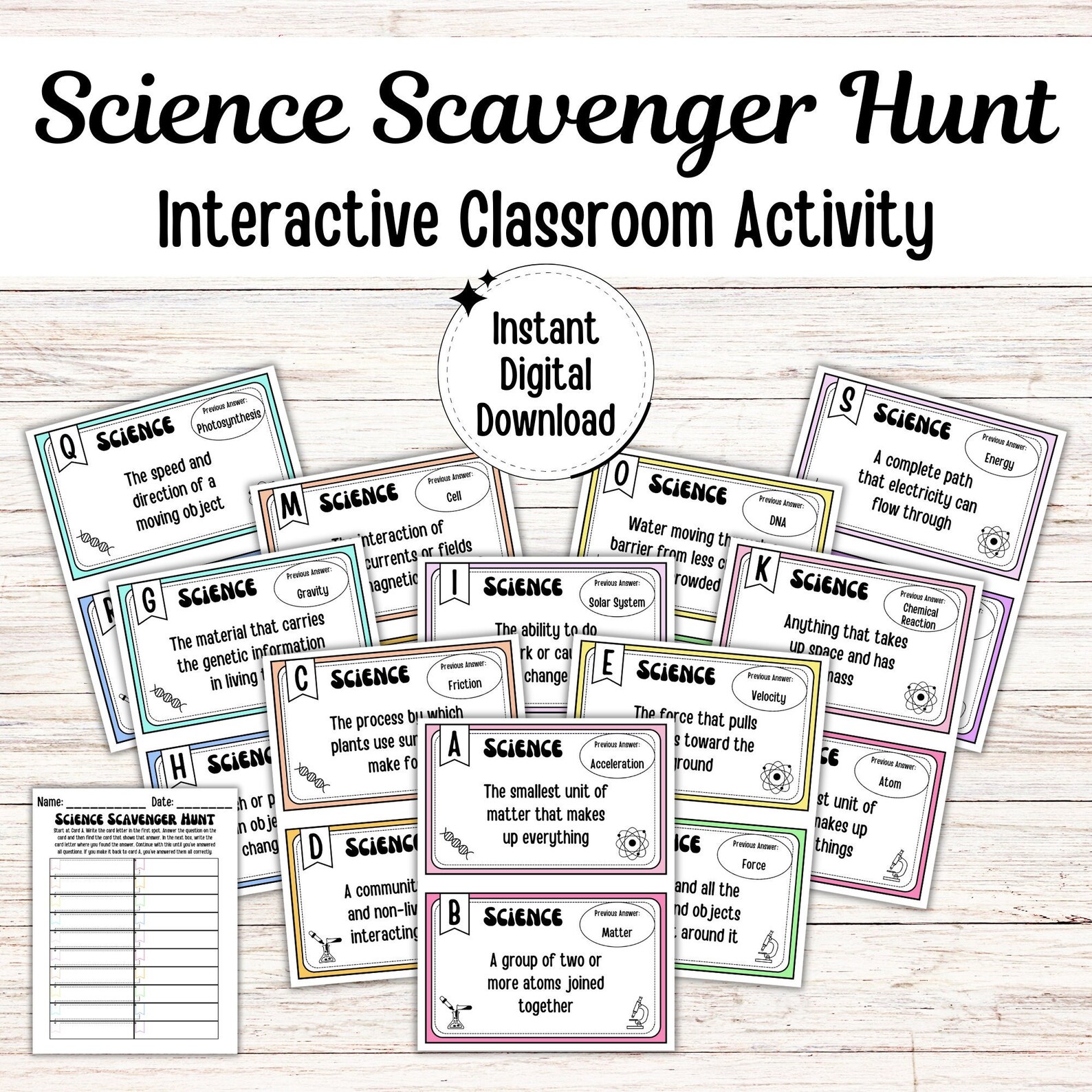 Science Scavenger Hunt - Fun Interactive Classroom Activity - Etsy