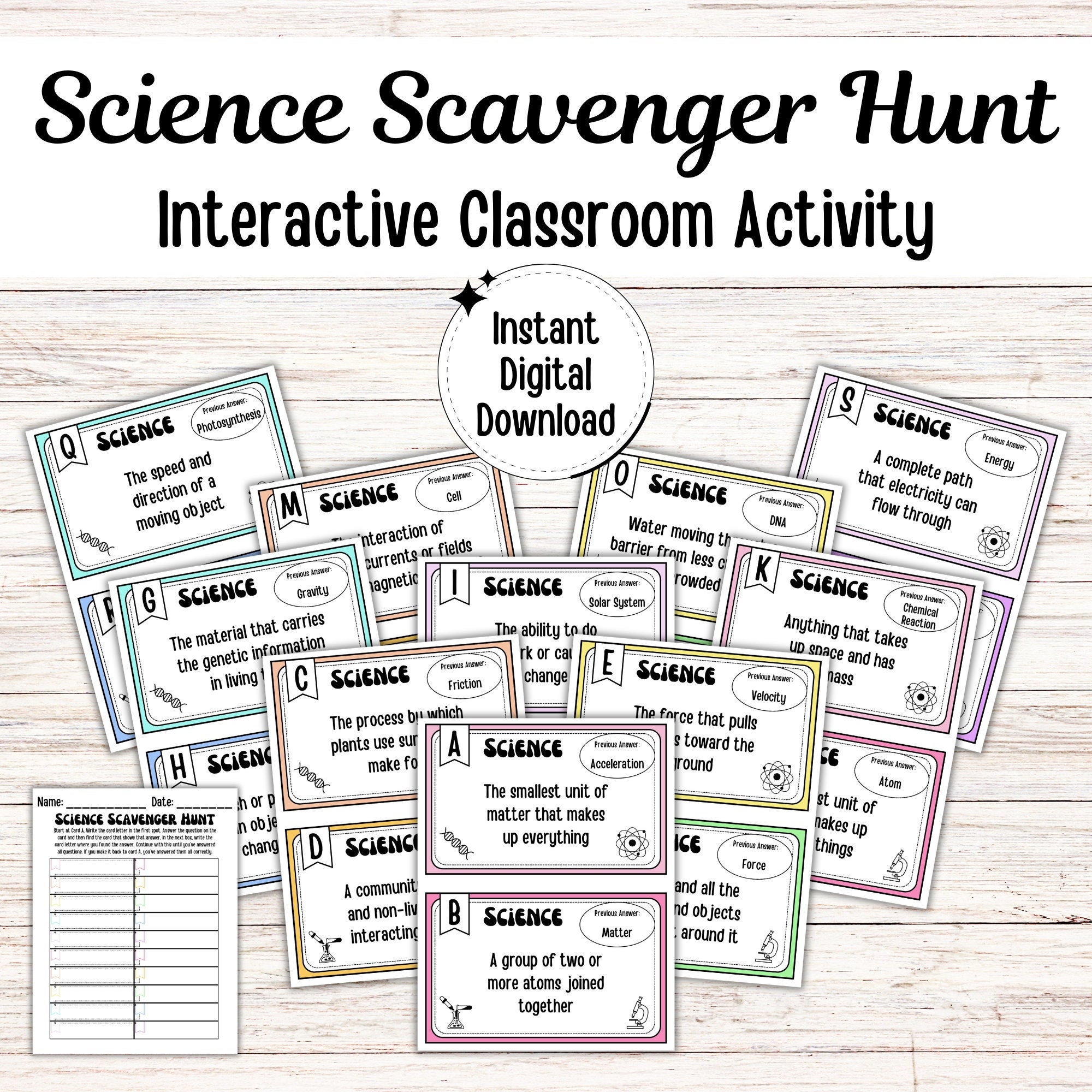 Science Scavenger Hunt - Fun Interactive Classroom Activity - Etsy