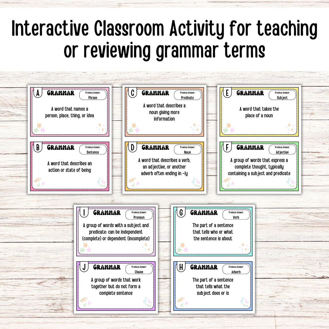 Grammar Scavenger Hunt Set 1 - Fun Classroom Activity - Etsy