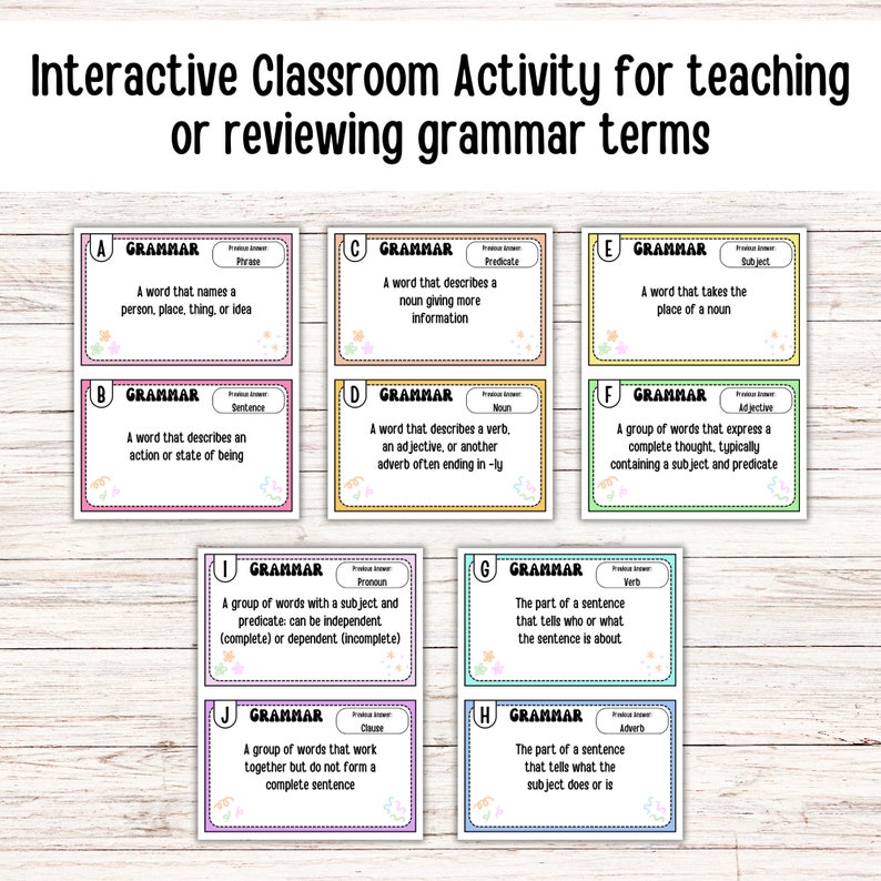 Grammar Scavenger Hunt Set 1 - Fun Classroom Activity - Etsy