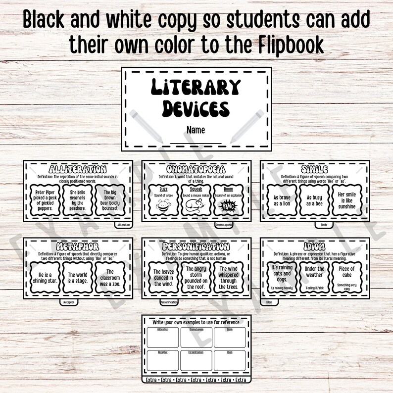 Literary Devices Flipbook Classroom Activity - Etsy