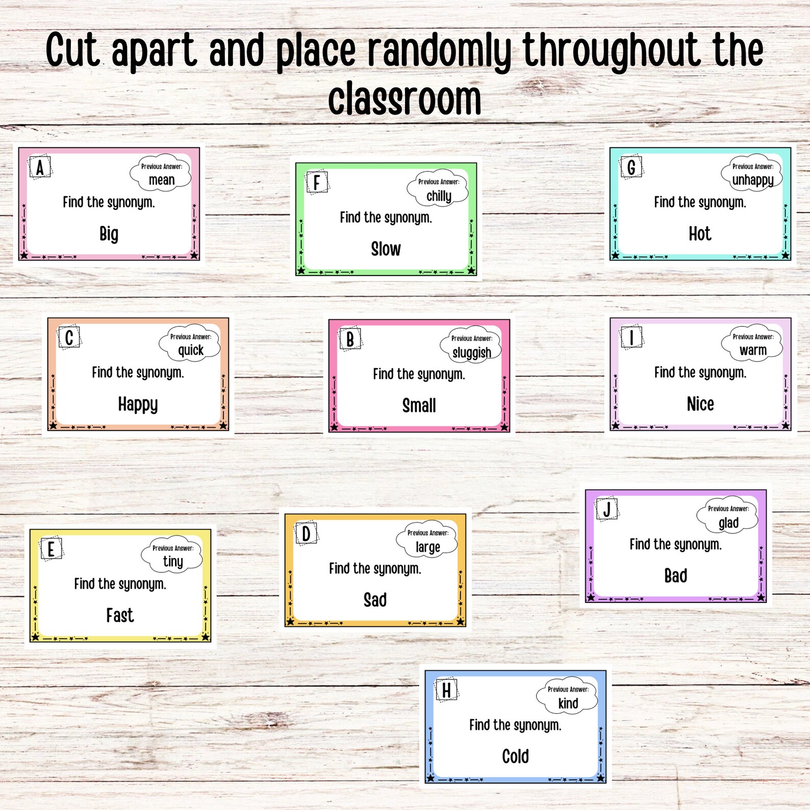 Synonym Scavenger Hunt Printable | Fun Classroom Activity for Kids - Etsy