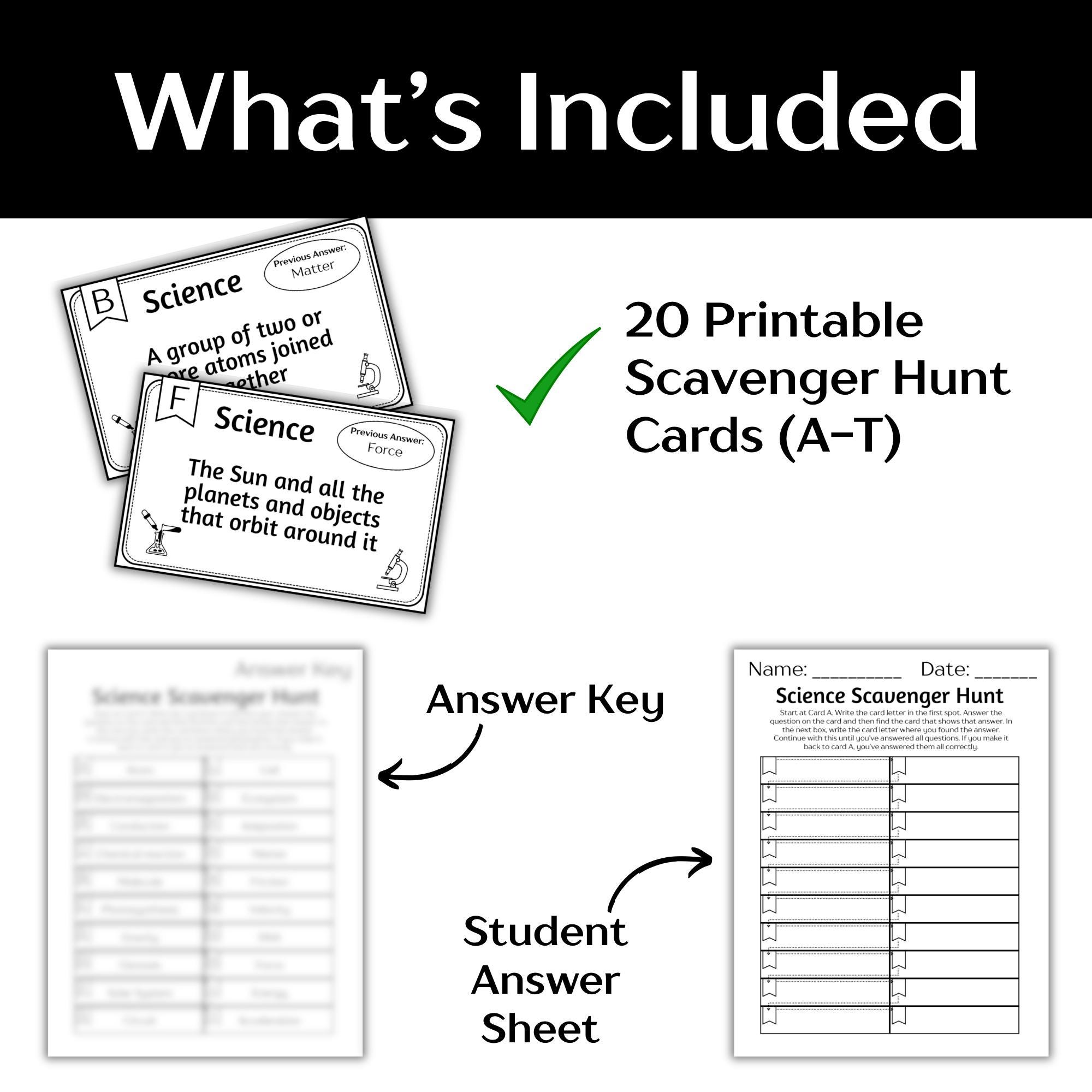Science Vocabulary Scavenger Hunt | Interactive Science Review | Print ...