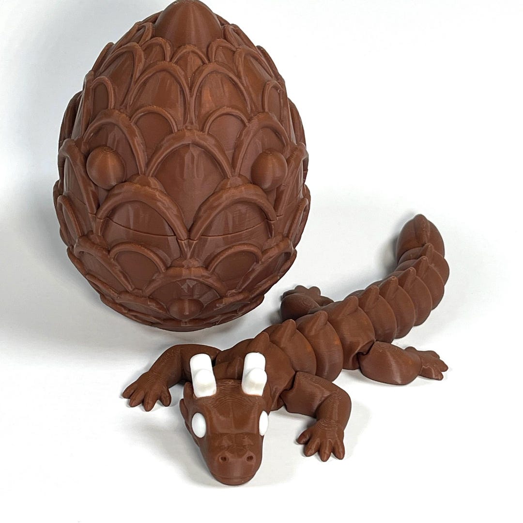 3D Printed Chocolate Coloured Dragon Special Easter Dragon and Egg - Etsy
