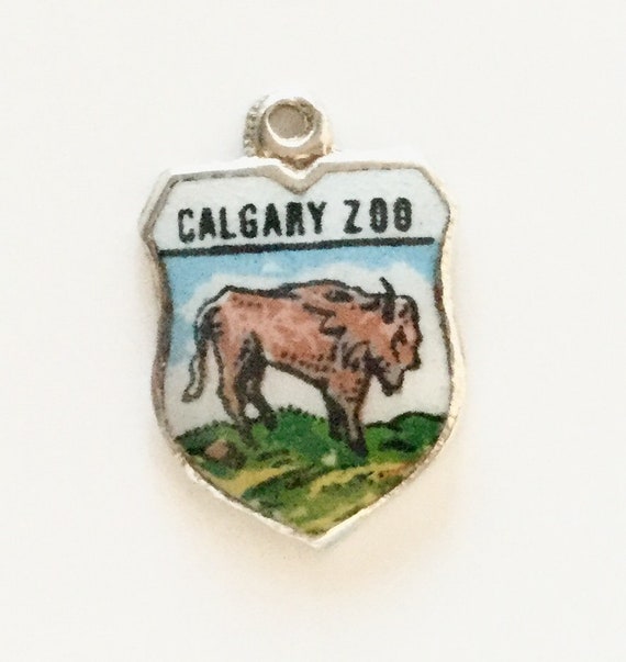 Bison - Vintage Silver Enamel Calgary Zoo Canada Souv… - Gem
