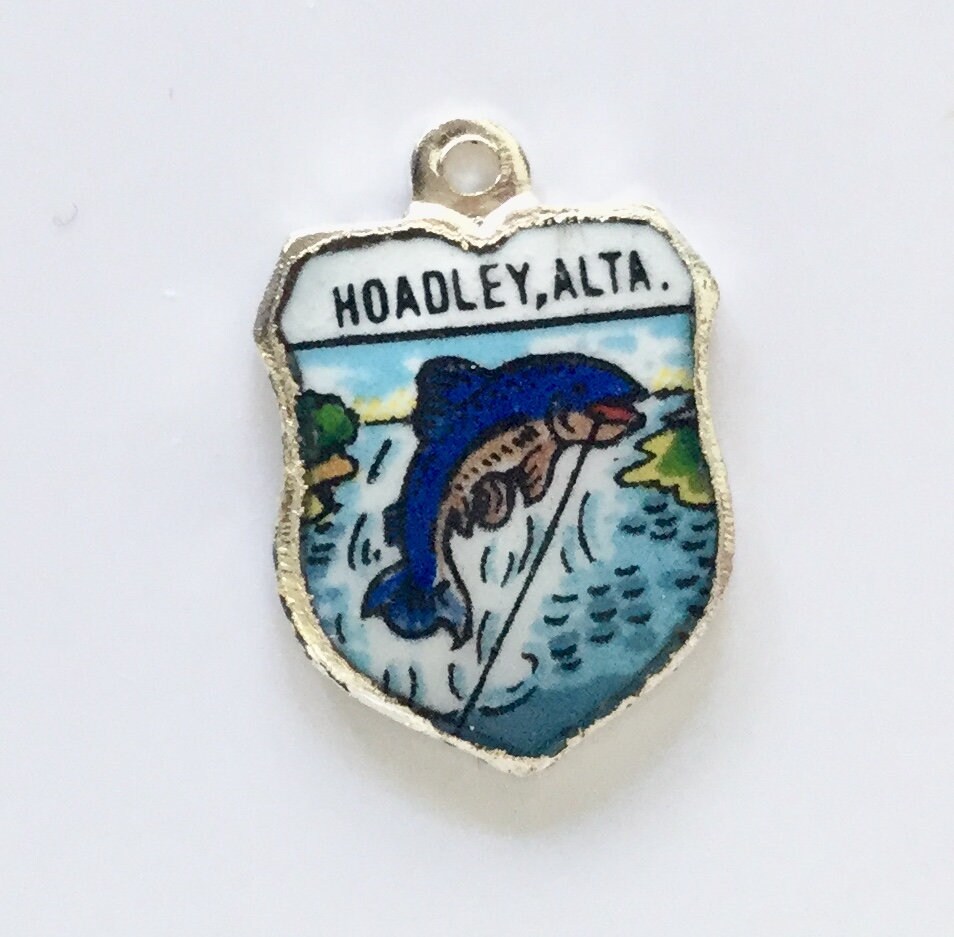 Salmon Vintage Silver Enamel Hoadley Alberta Canada Souvenir Travel ...