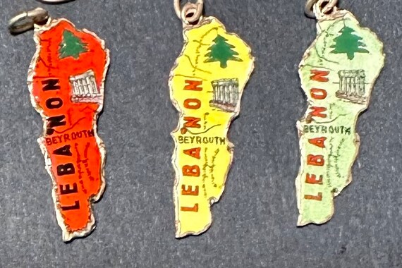 Lebanon Map Charm - Vintage Enamel Map Made in German… - Gem