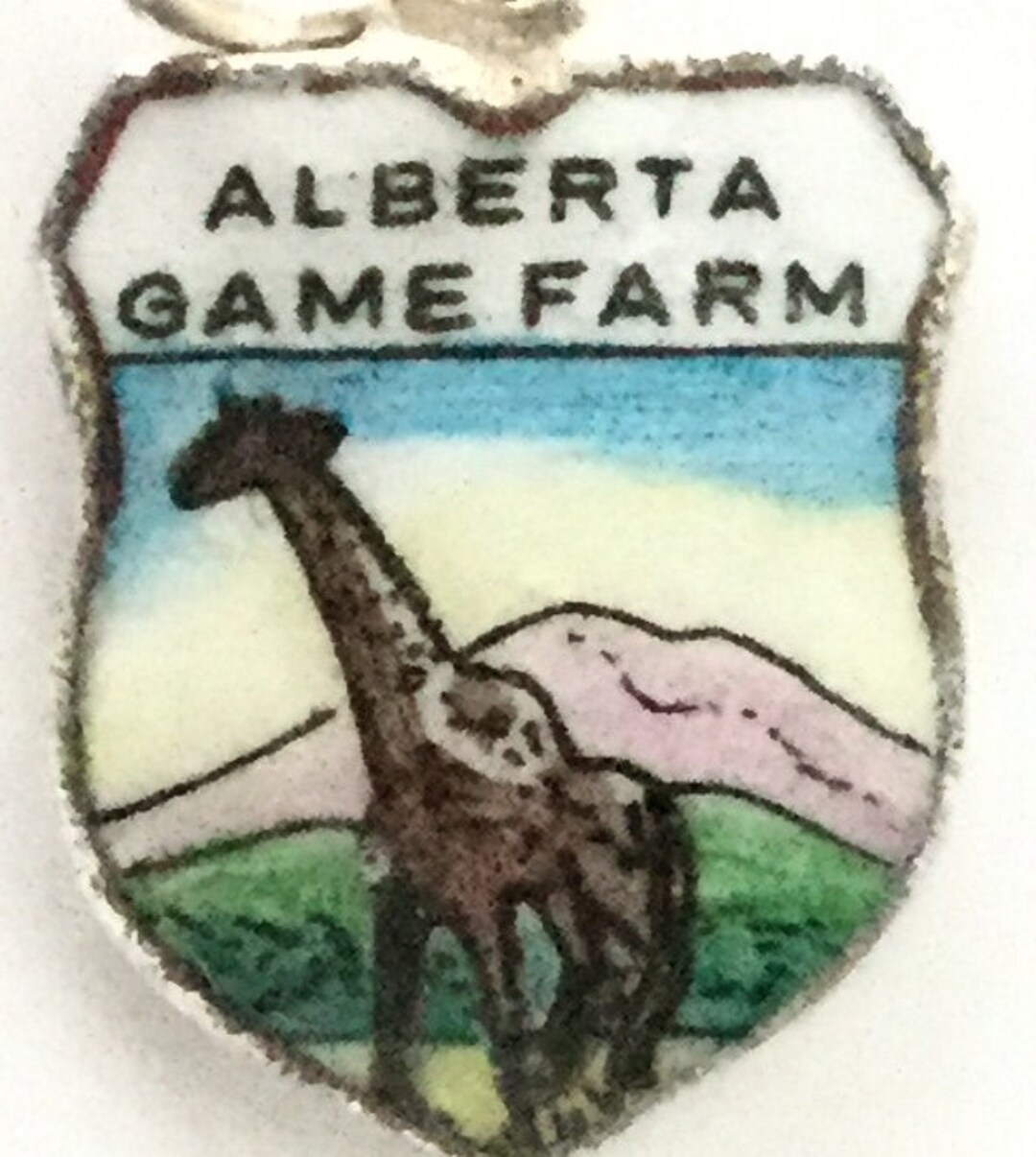 Alberta Game Farm Canada Giraffe - Vintage Enamel Souvenir Travel Crest ...