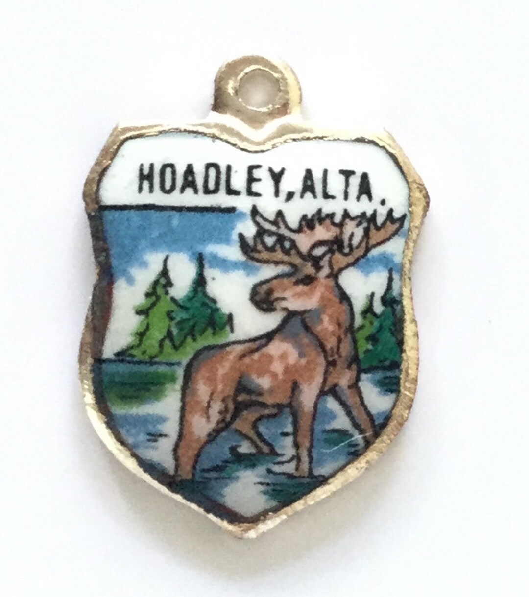 Reindeer Vintage Silver Enamel Hoadley Alberta Canada Souvenir Travel ...