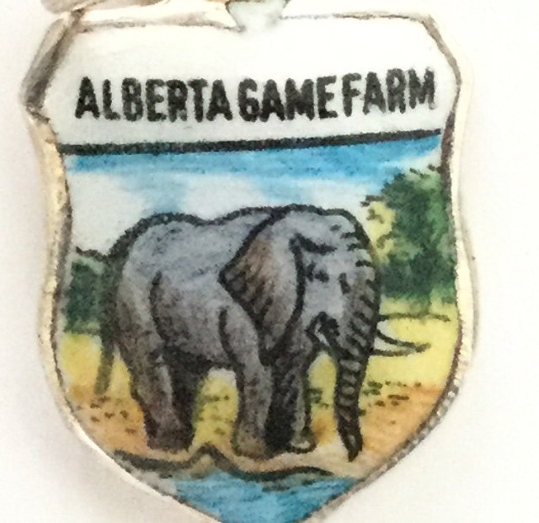 Alberta Game Farm Canada Elephant - Vintage Enamel Souvenir Travel ...