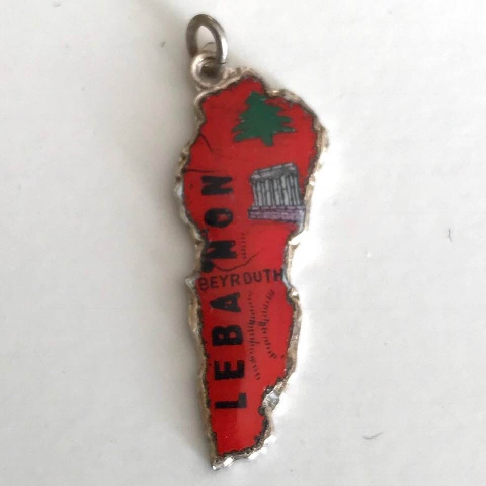 Lebanon Map Charm - Vintage Enamel Map Made in Germany - Choose Color ...