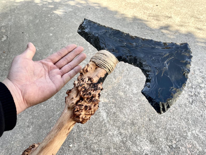 Handcrafted Obsidian Axe, Natural Crystal Axe for Witchcraft, Gothic ...