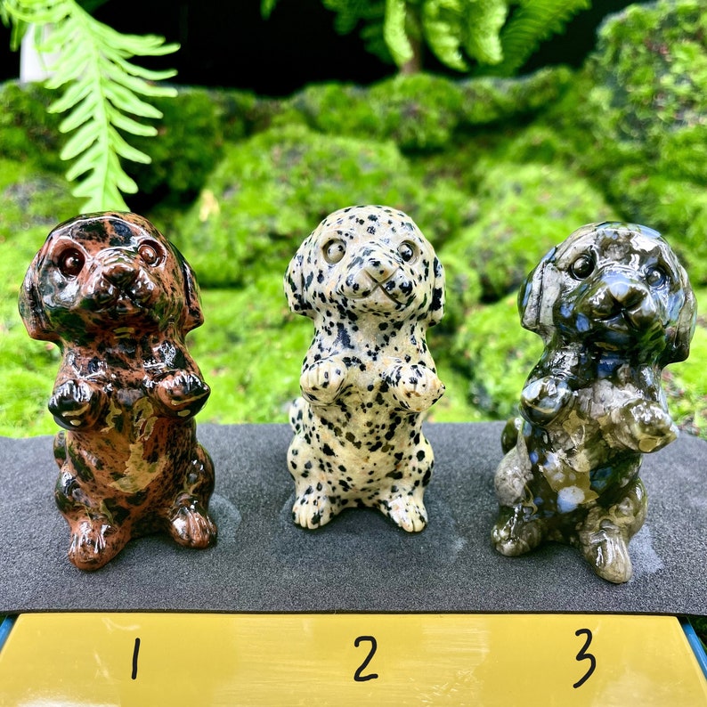 2.3'' Natural Crystal Dogs, Hand Carved Puppy Sculptures, Crystal ...