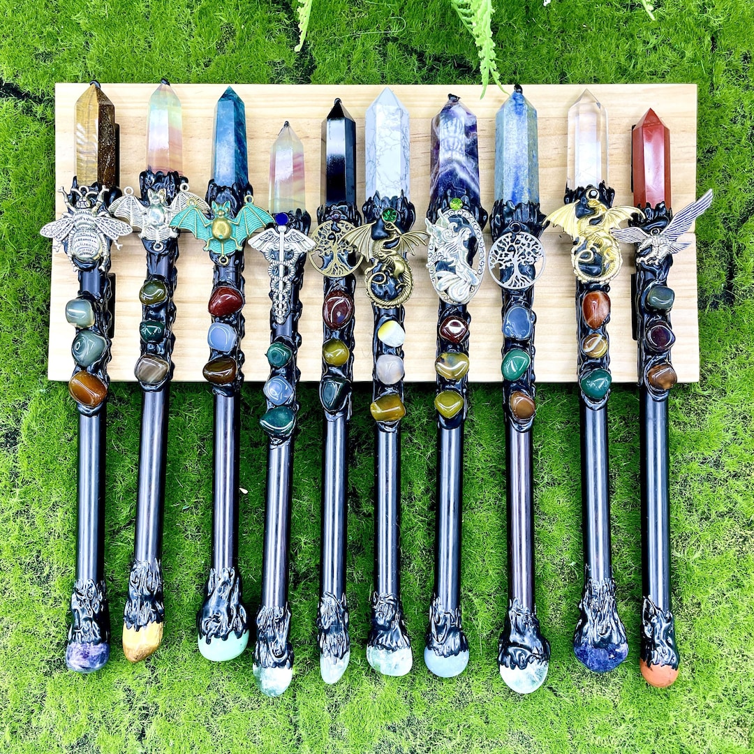 10.3" Natural Crystal Magic Wand, Handmade Custom Wands, Crystal Quartz Magic Scepter, Witch ...