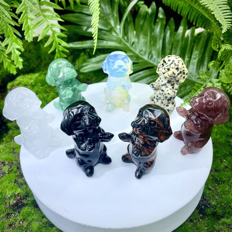 2.3'' Natural Crystal Dogs, Hand Carved Puppy Sculptures, Crystal ...