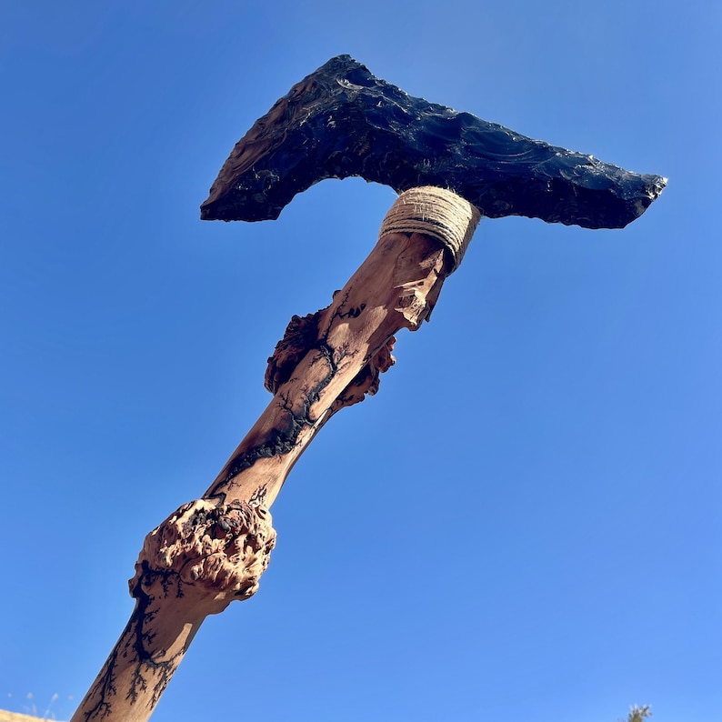 Handcrafted Obsidian Axe, Natural Crystal Axe for Witchcraft, Gothic ...