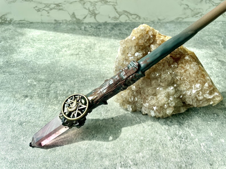 15" Crystal Magic Wand, Handmade Custom Crystal Wand, Natural Crystal ...