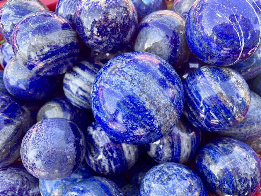 Premium Lapis Lazuli Spheres With Stand, Meditation Crystal Sphere ...