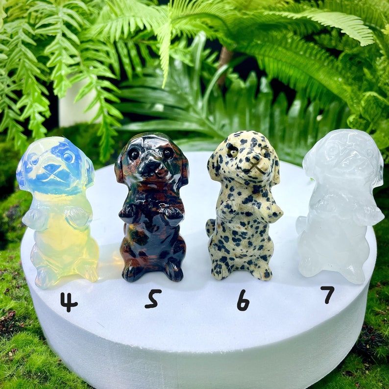 2.3'' Natural Crystal Dogs, Hand Carved Puppy Sculptures, Crystal ...
