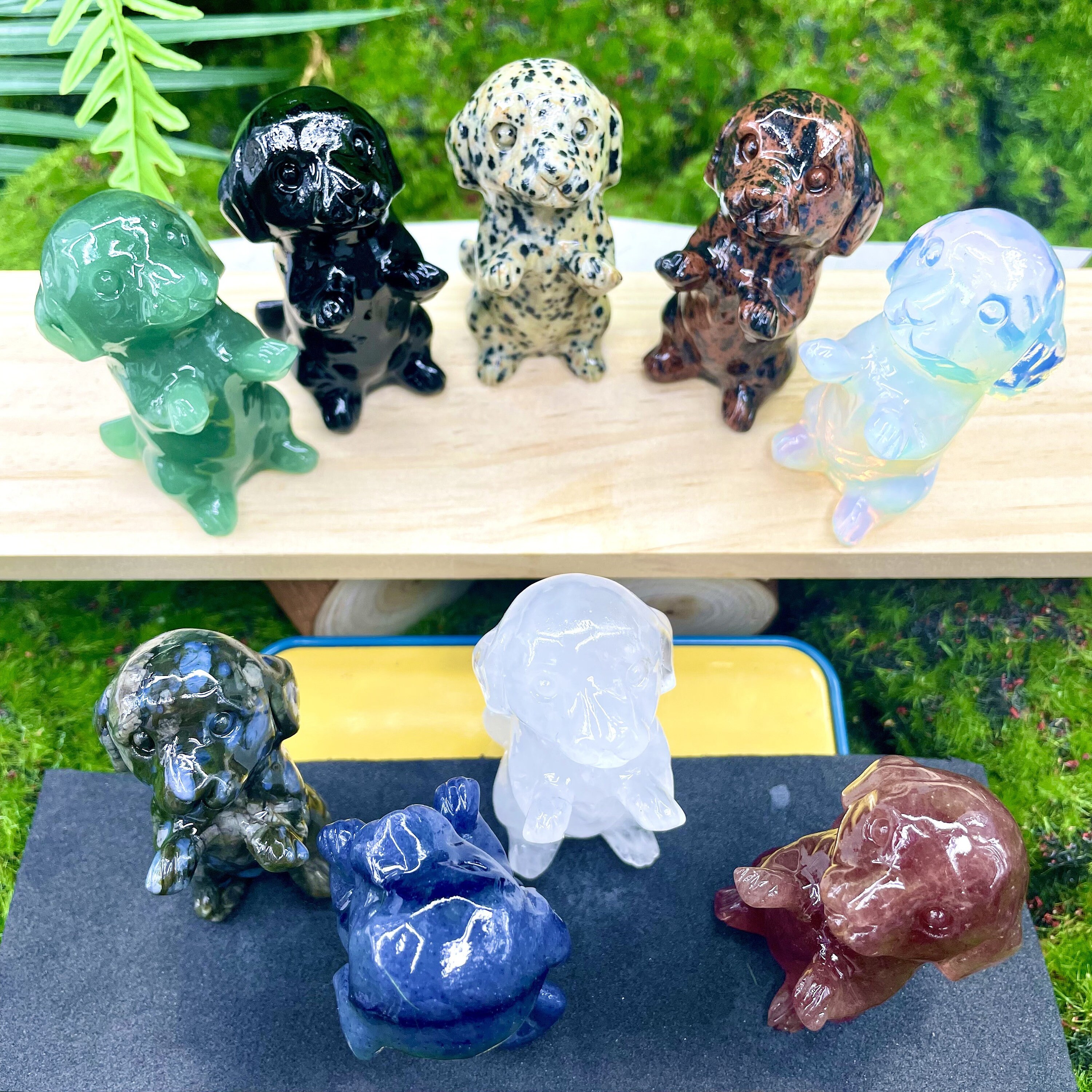 2.3'' Natural Crystal Dogs, Hand Carved Puppy Sculptures, Crystal ...