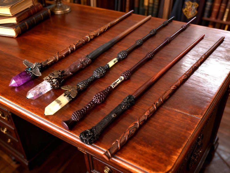 UPGRADED!! Rosewood Magic Wand, Handmade Natural Crystal Wand, Crystal ...