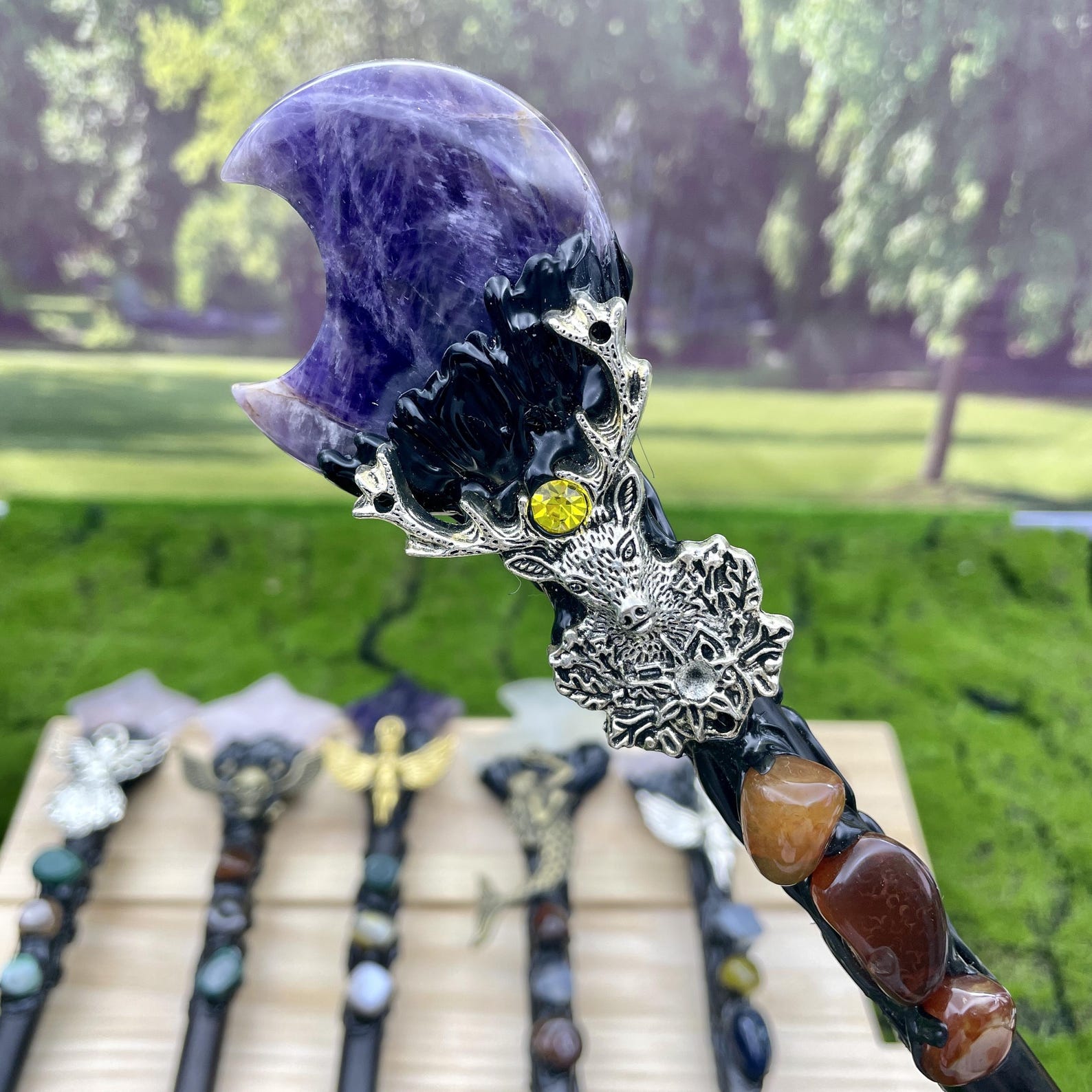 Custom Crystal Magic Wands, Handmade Moon and Stars Wands, Natural ...
