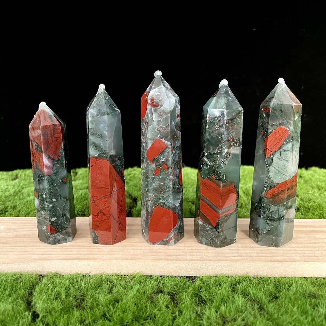 4.0 Natural African Bloodstone Obelisk, Crystal Point Tower Wand ...