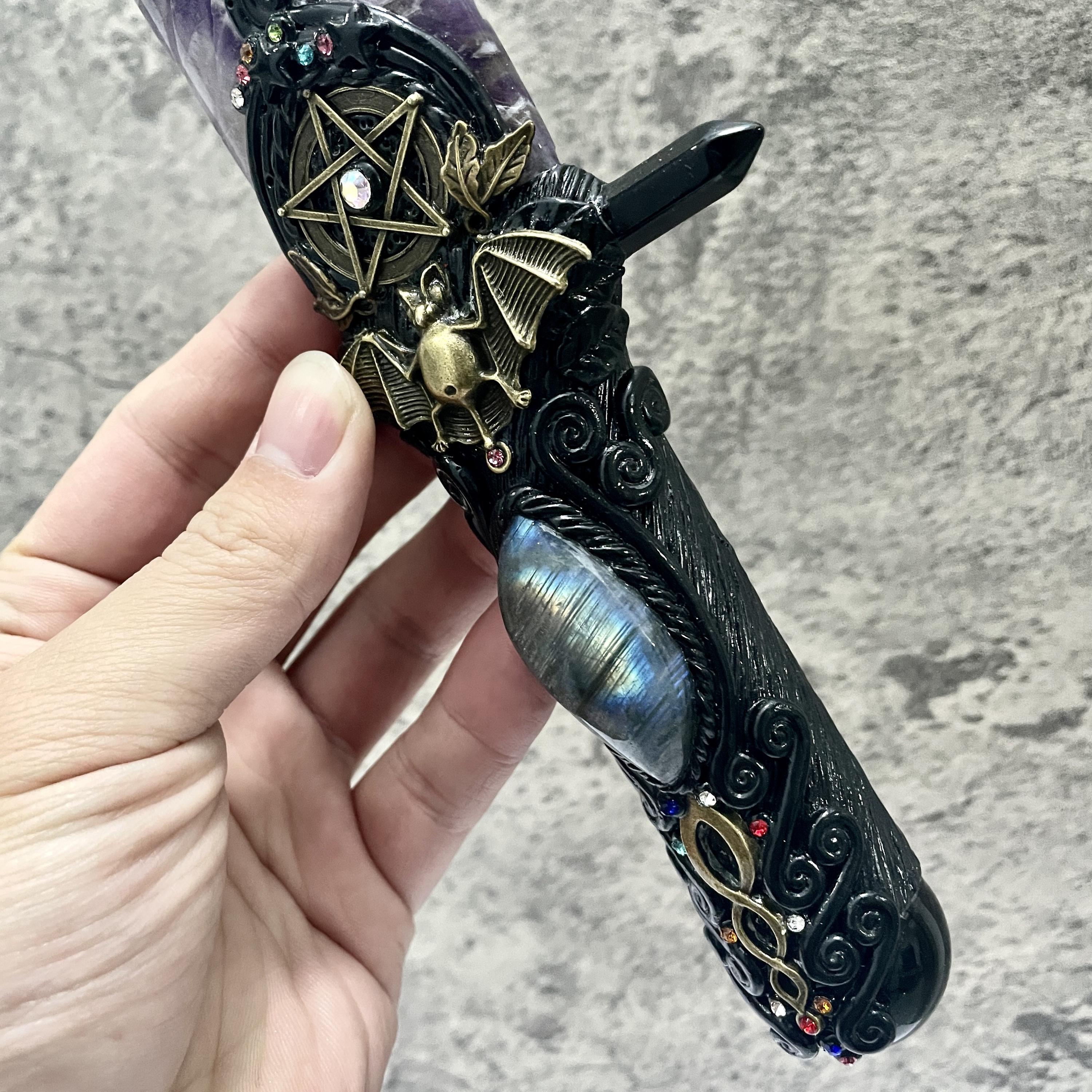 Handcrafted Amethyst Ritual Knife, Obsidian Handle Athame, Natural ...