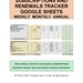 Subscription and Renewals Tracker (for Google Sheets) - Etsy