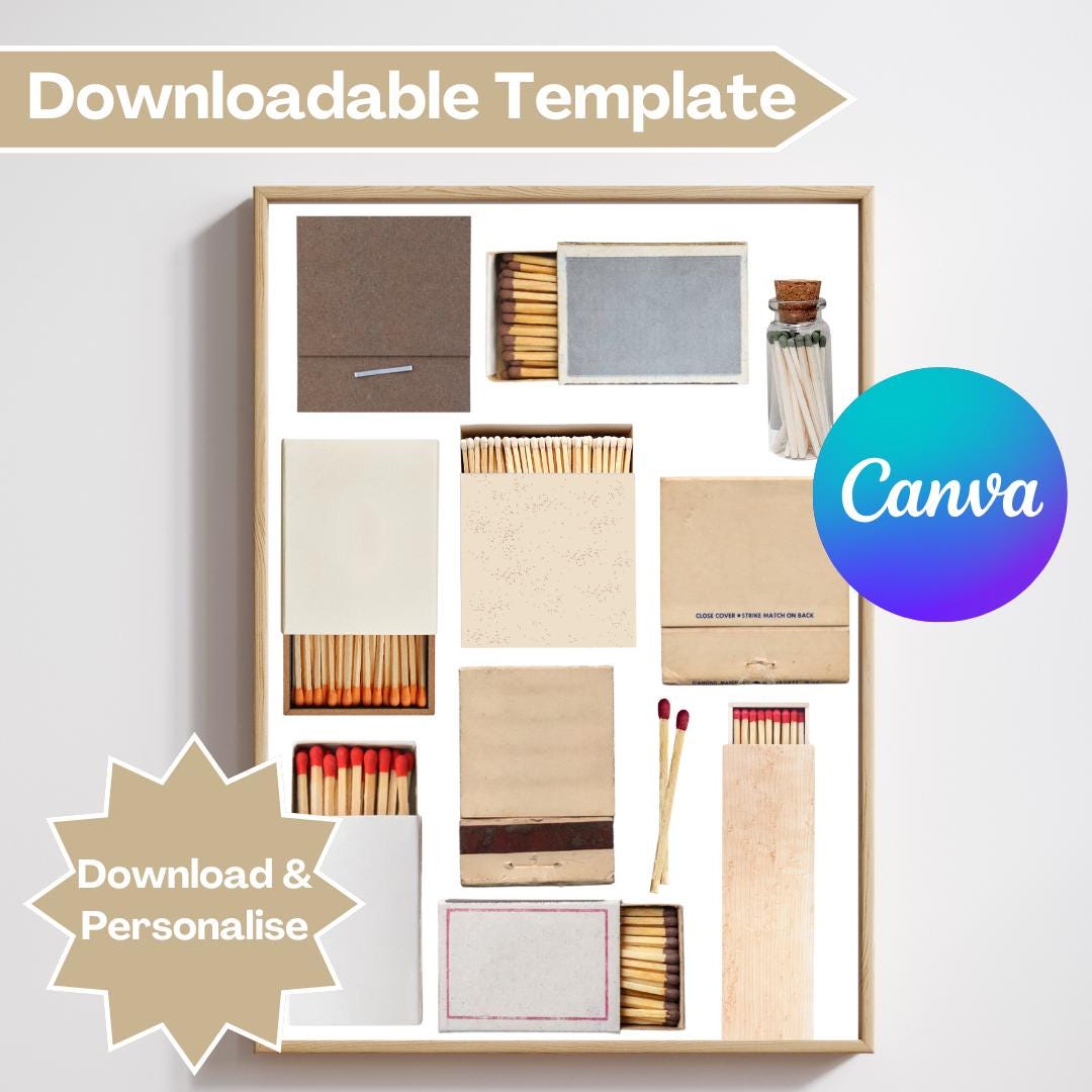 Matchbook Poster Template, Blank Matchbook Poster, Template Digital ...