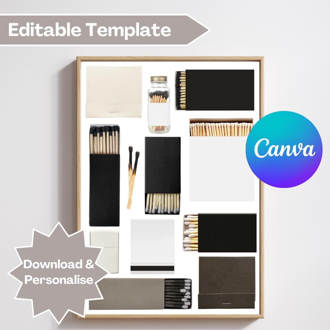 Personalized Matchbook Poster Template, DIY Anniversary Gift (digital ...