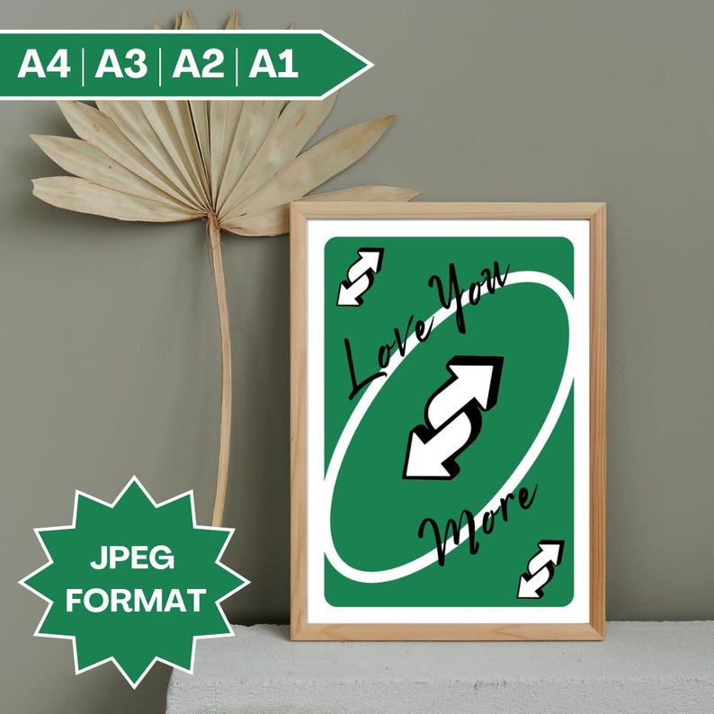 Uno Reverse Card Wall Art, Uno Love You More, Uno Green, Uno Game ...