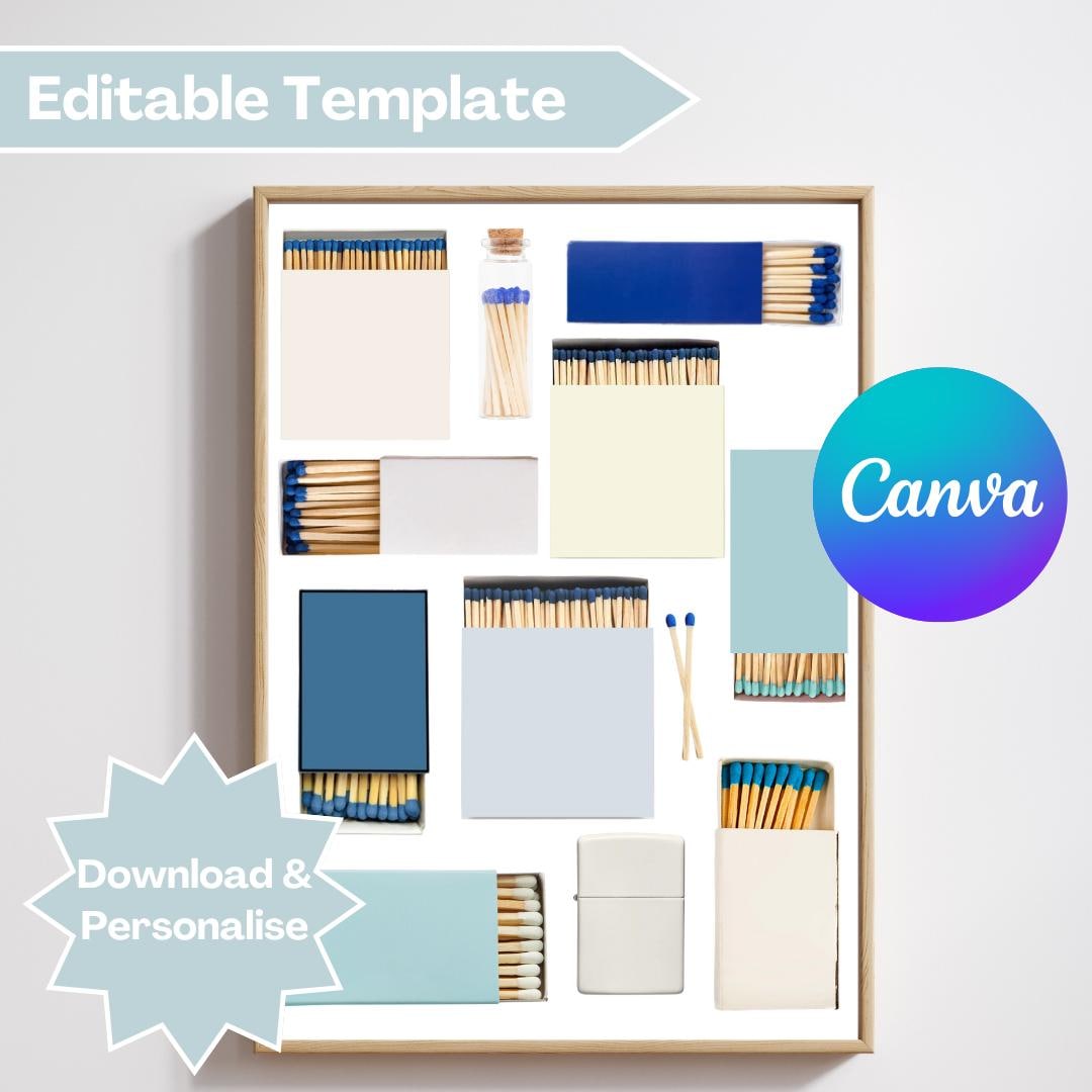 Matchbook Poster Template Blue, Blank Matchbook Poster, Template ...