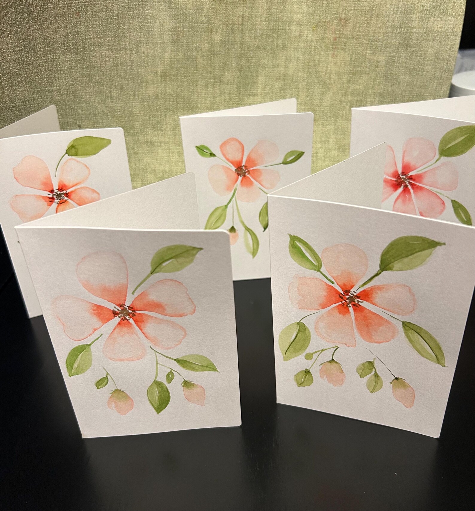 Hand Painted Watercolor Holiday Tree Blank Cards With Envelopes. Set 2 ...