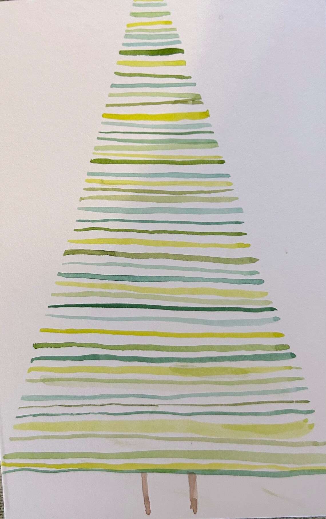 Hand Painted Watercolor Holiday Tree Blank Cards With Envelopes. Set 2 ...