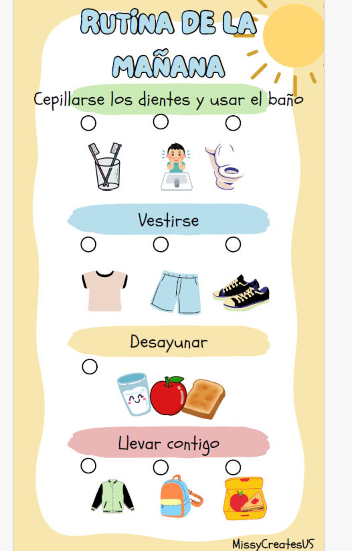 Spanish Kids Routine Chart, Morning & Bedtime Chart, Rutina Para Niños ...
