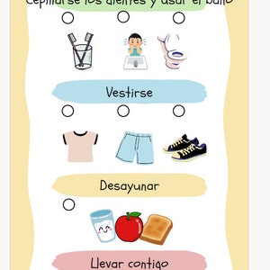 Spanish Kids Routine Chart, Morning & Bedtime Chart, Rutina Para Niños ...