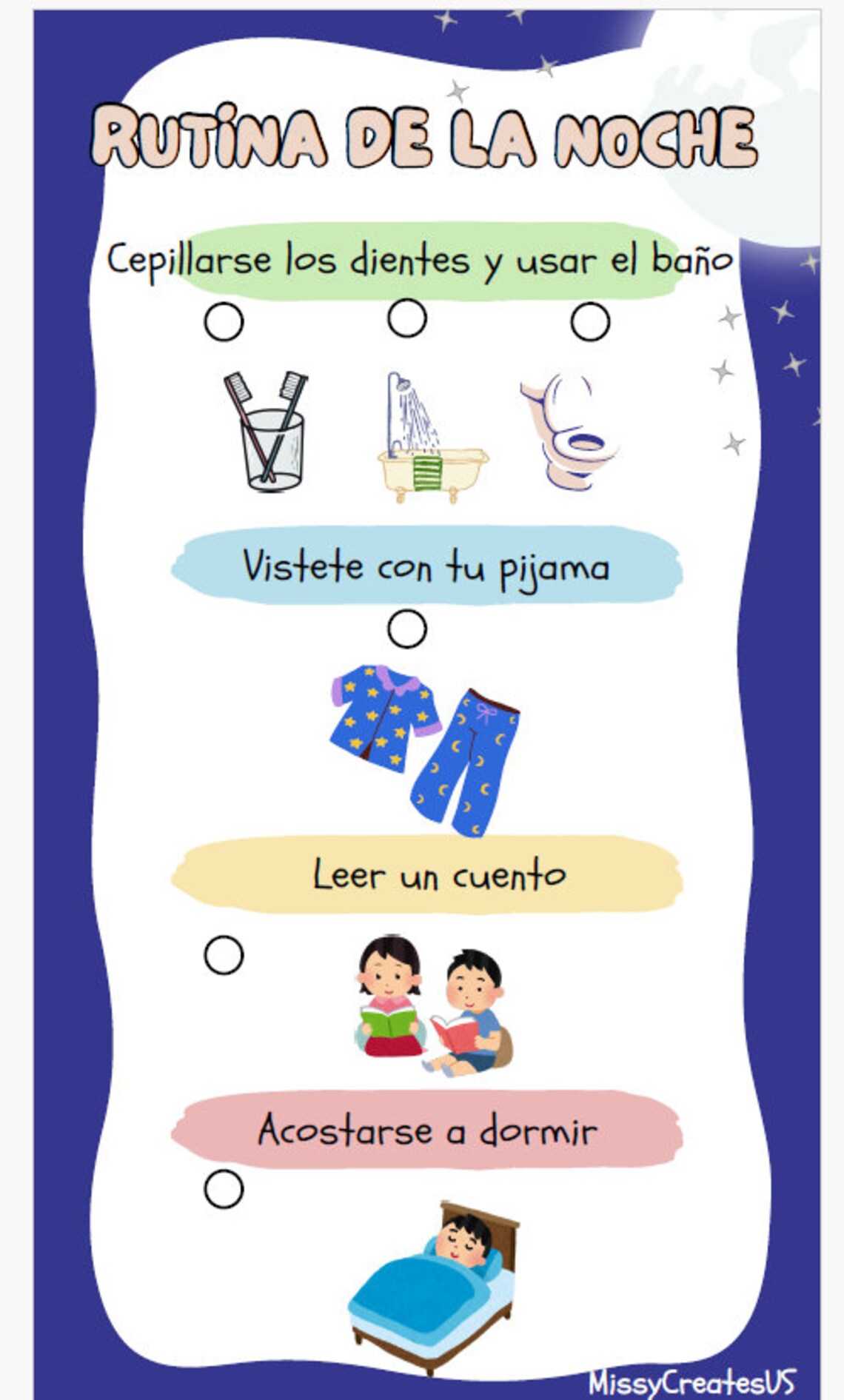 Spanish Kids Routine Chart, Morning & Bedtime Chart, Rutina Para Niños ...