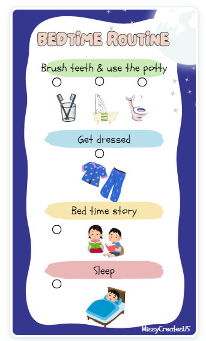 Kids Routine Chart, Printable Poster, Morning & Bedtime Chart ...