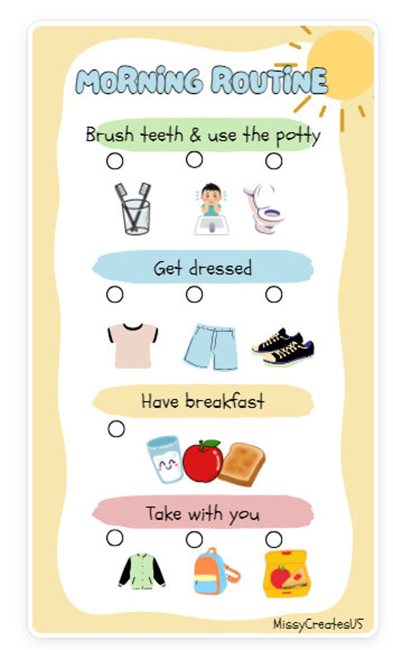 Kids Routine Chart, Printable Poster, Morning & Bedtime Chart ...