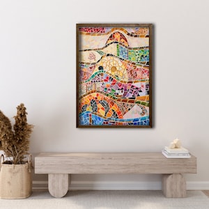 Barcelona Mosaic Canvas, Antoni Gaudi, Abstract Print, Abstract Canvas ...