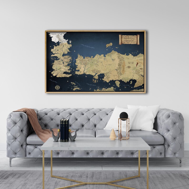 Westeros Map Canvas, Game of Thrones, Gift for Him, Gift for Her ...