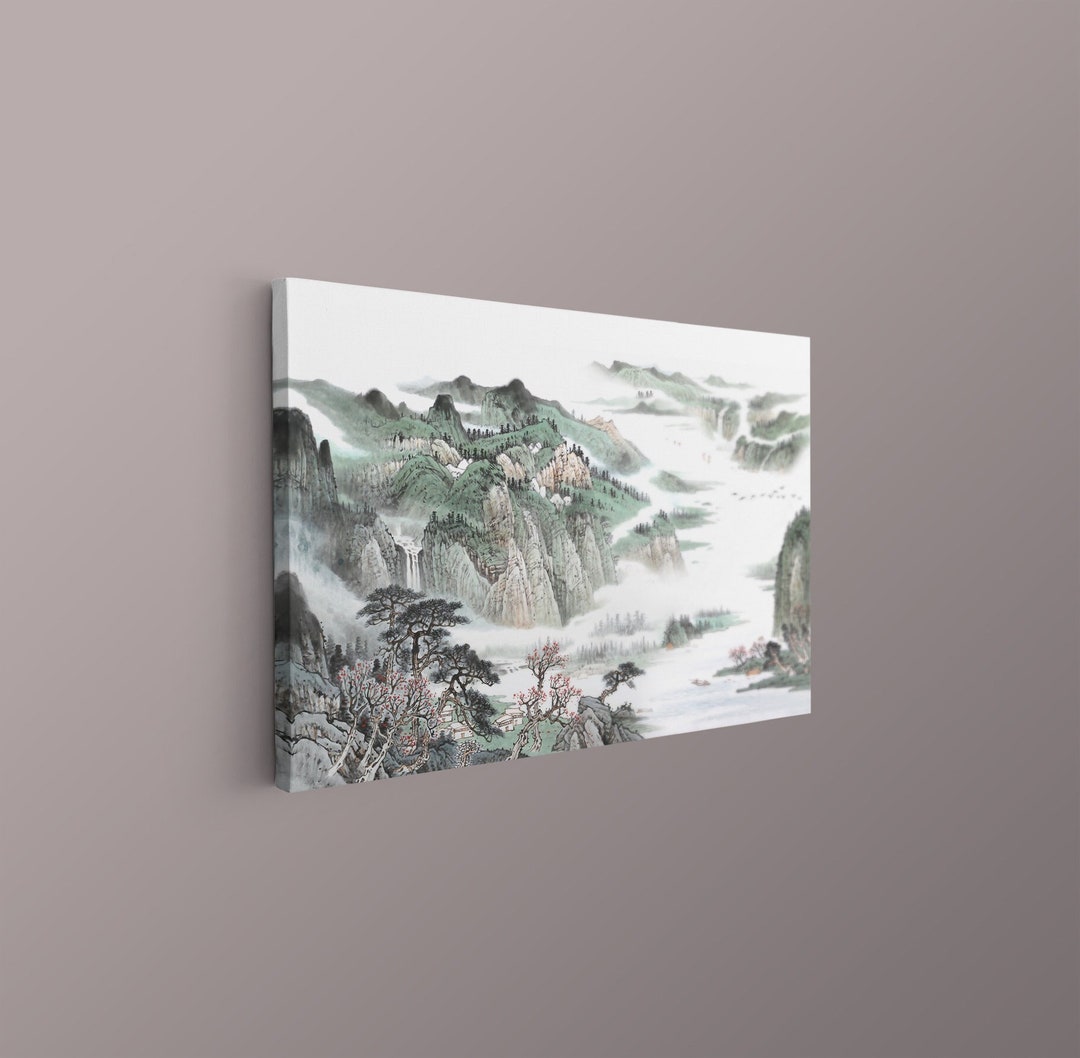 Chinese Landscape Canvas, Watercolor Painting, Chinese Canvas Art ...